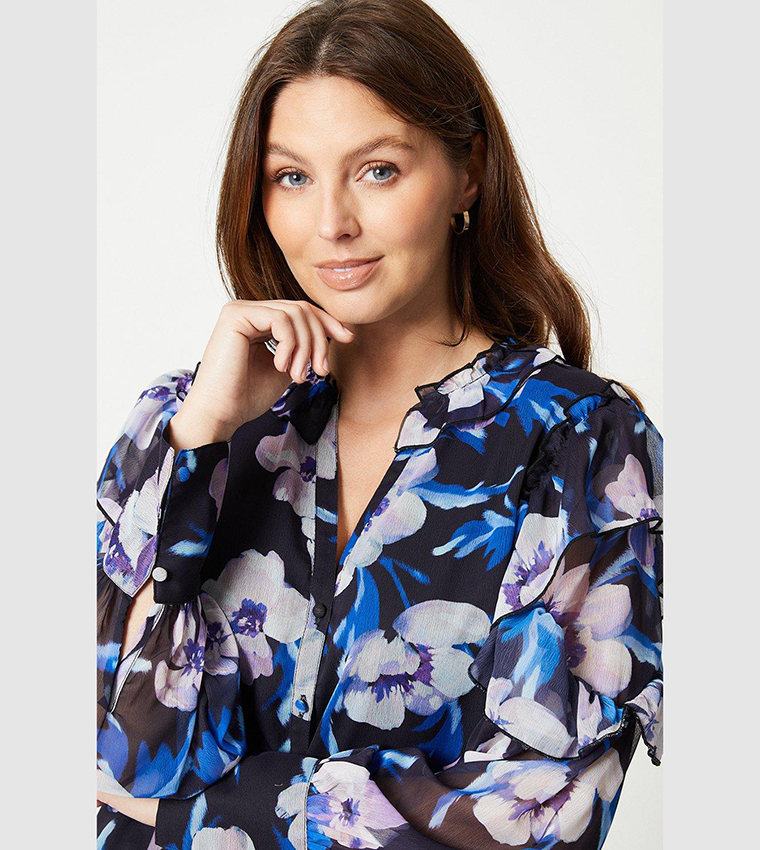 Buy Wallis Printed Chiffon Boho Shirt In Black | 6thStreet Qatar