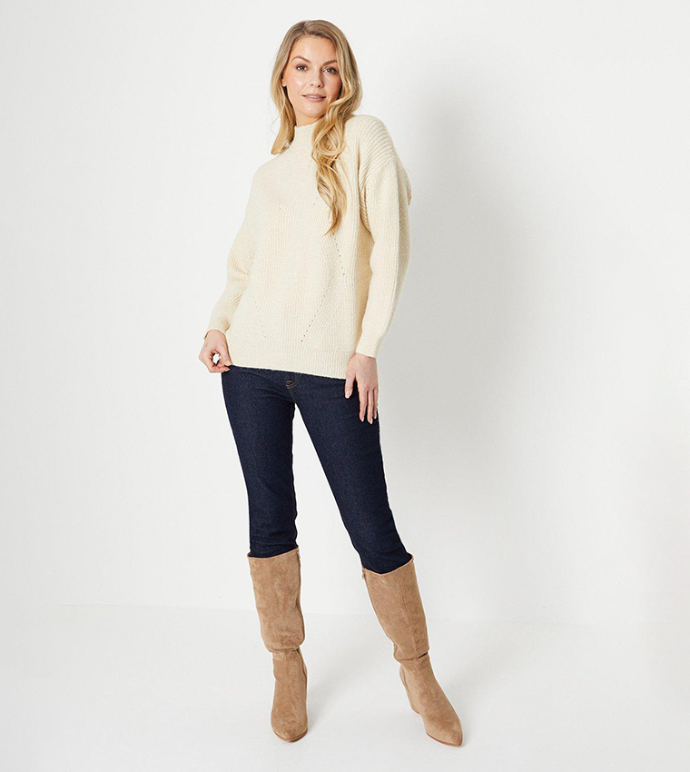 Buy Wallis Transfer Ribbed Detail Chunky Sweater In Ivory | 6thStreet Qatar