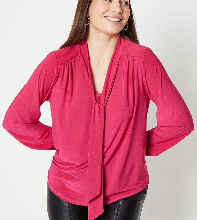 Buy Wallis Tie Neck Jersey Top In Pink | 6thStreet Saudi Arabia