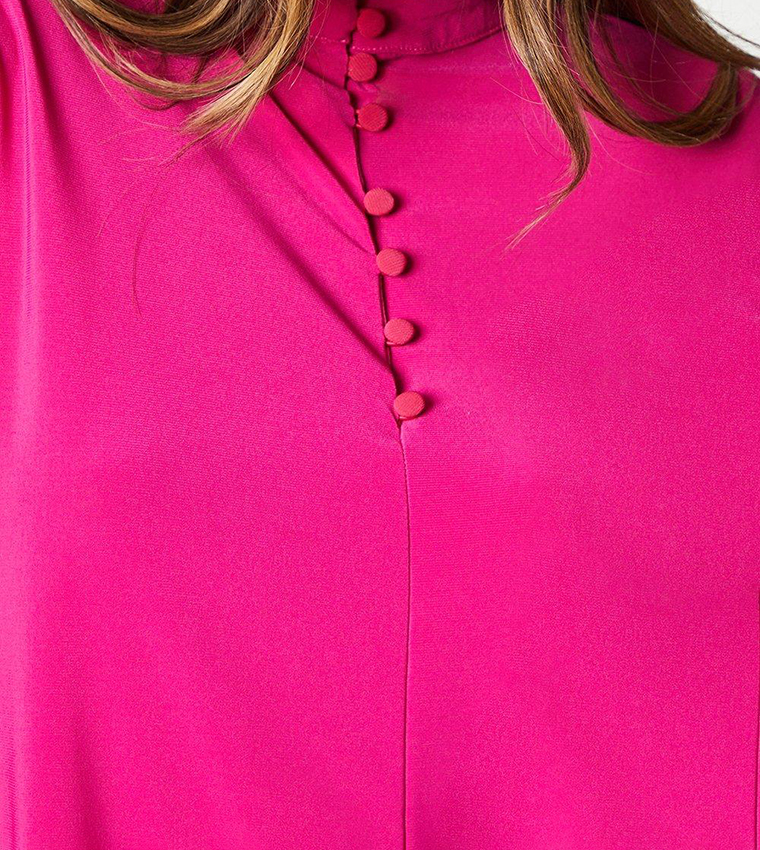 Buy Wallis Tall Covered Button Blouson Sleeves Top In Pink | 6thStreet UAE