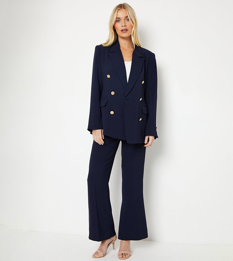 Buy Wallis Petite Double Breasted Military Blazer In Navy | 6thStreet ...