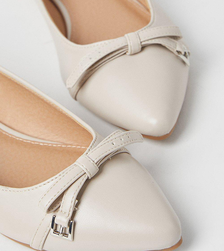 Buy Wallis Lesley Bow And Buckle Detail Ballerinas In Beige | 6thStreet ...