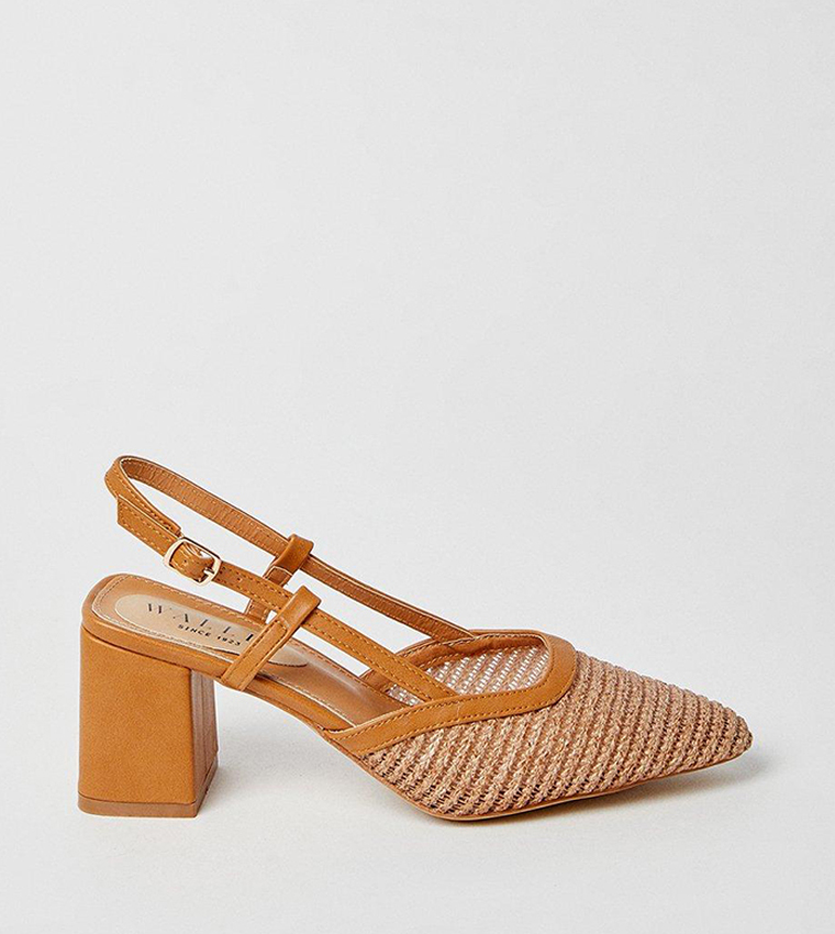 Buy Wallis Dea Woven Slingback Block Heel Pumps In Brown | 6thStreet UAE