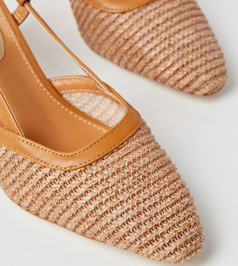 Buy Wallis Dea Woven Slingback Block Heel Pumps In Brown | 6thStreet UAE