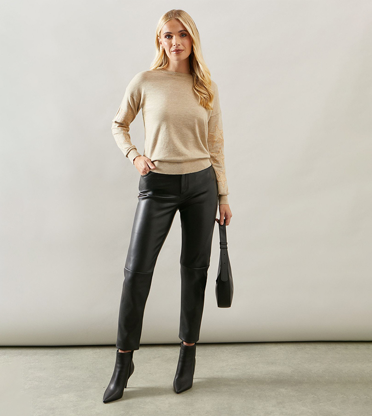 Buy Wallis Petite Hot Fix Star Sweater In Sand | 6thStreet Kuwait