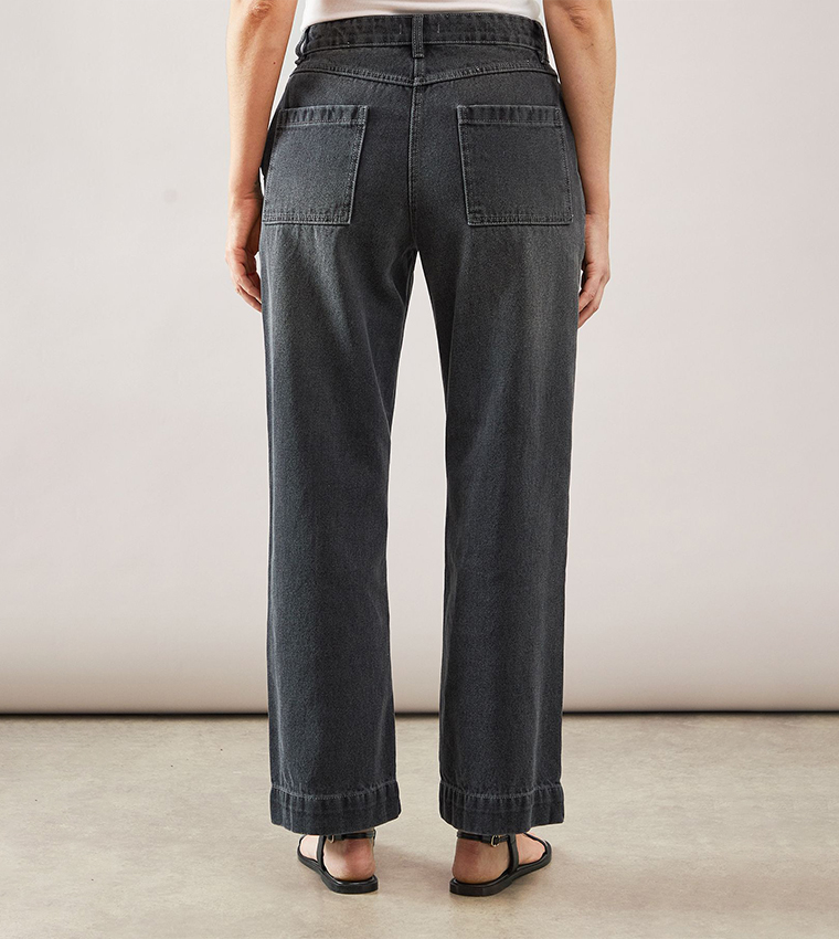 Buy Wallis Seam Detail Wide Leg Jeans In Grey | 6thStreet UAE