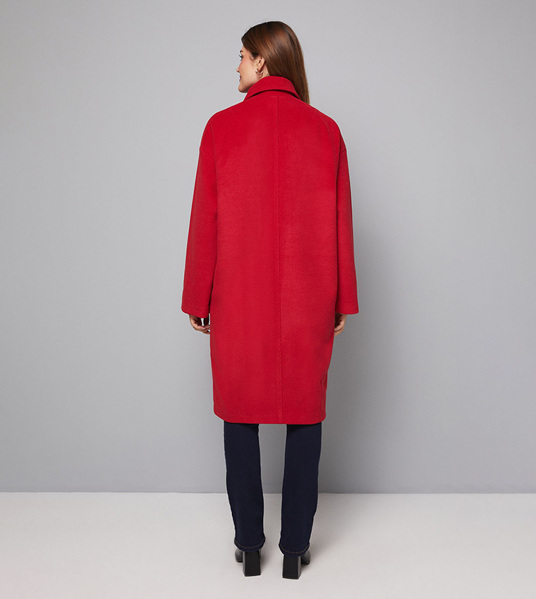 Buy Wallis Toggle Detail Faux Fur Collar Coat In Berry | 6thStreet UAE