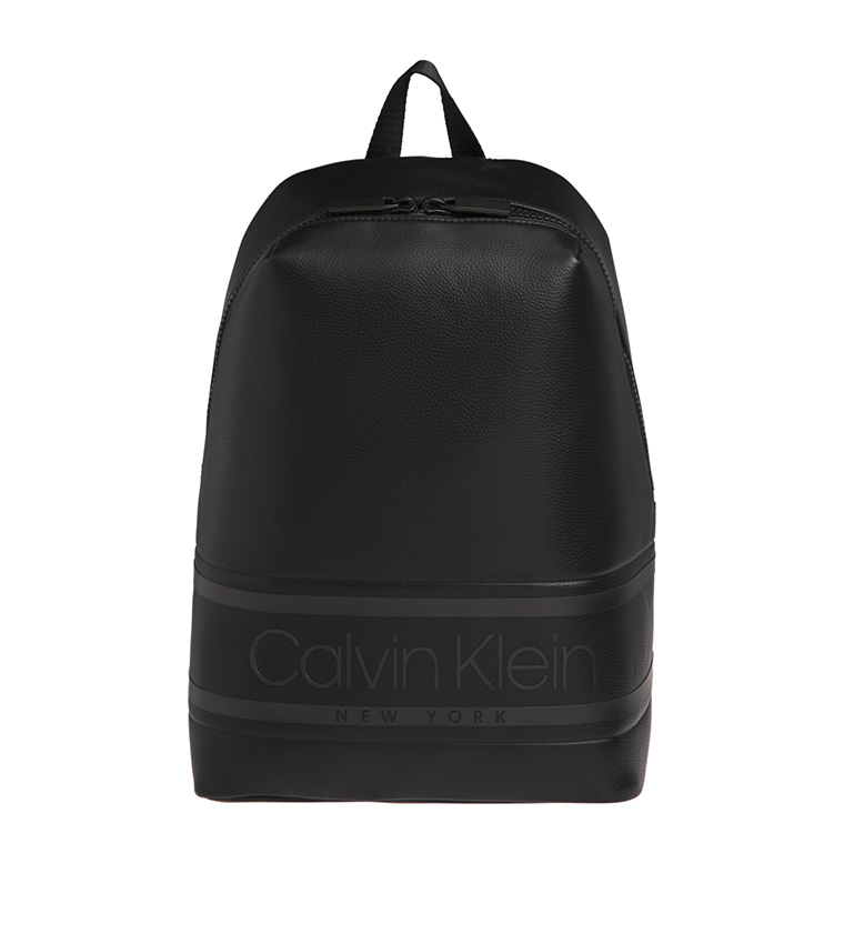 Buy Calvin Klein Striped Logo Pu Round Backpack Backpacks Ck Black In ...