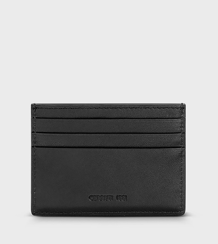 Buy CERRUTI 1881 METRO Textured Genuine Leather Cardholder In Black | 6thStreet UAE