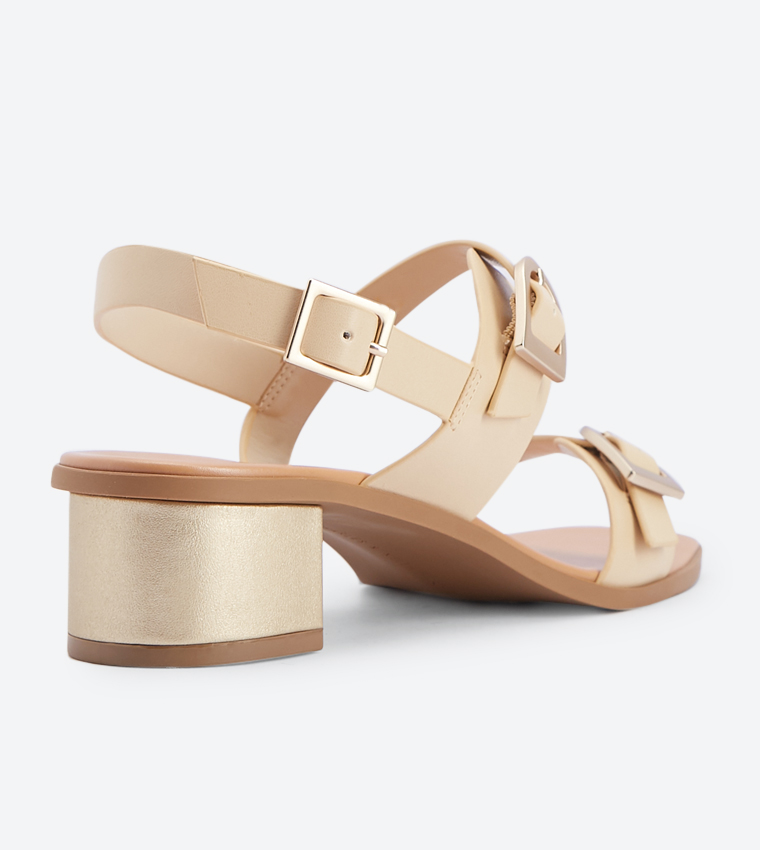 Buy Charles & Keith Classic Block Heel Sandals Beige CK1 60190199 In ...