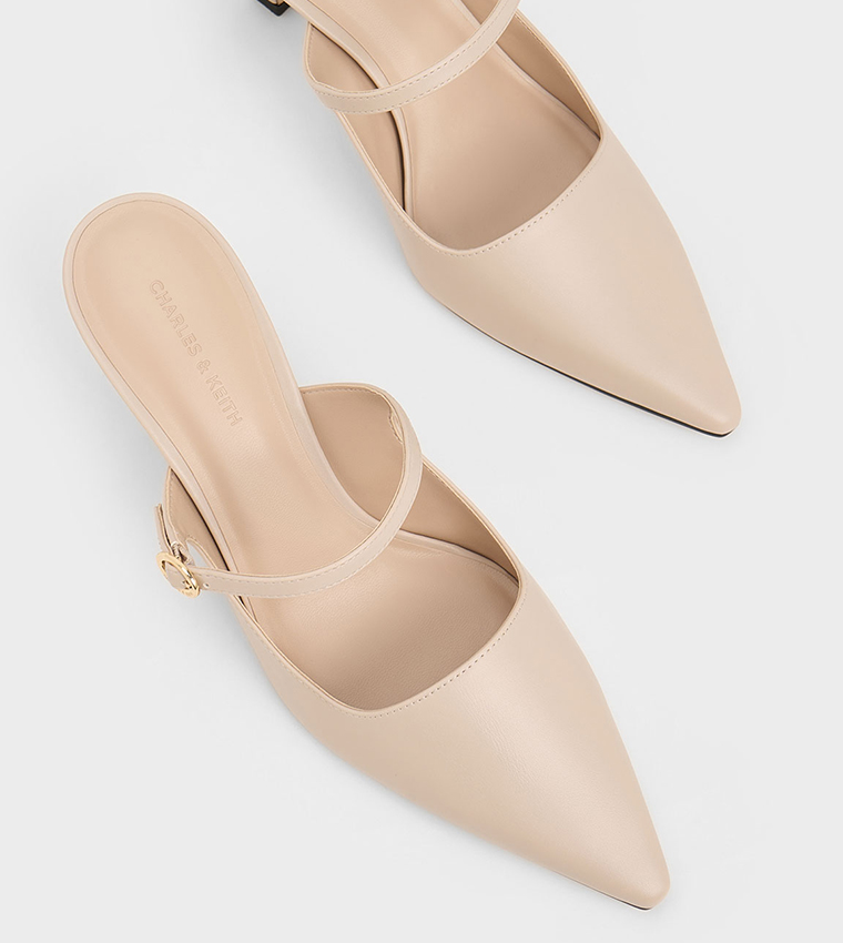 Buy Charles & Keith Pointed Toe Mule Pumps In Beige | 6thStreet UAE