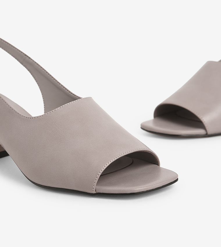 Buy Charles & Keith Slingback Block Heels Nude In Nude | 6thStreet Oman