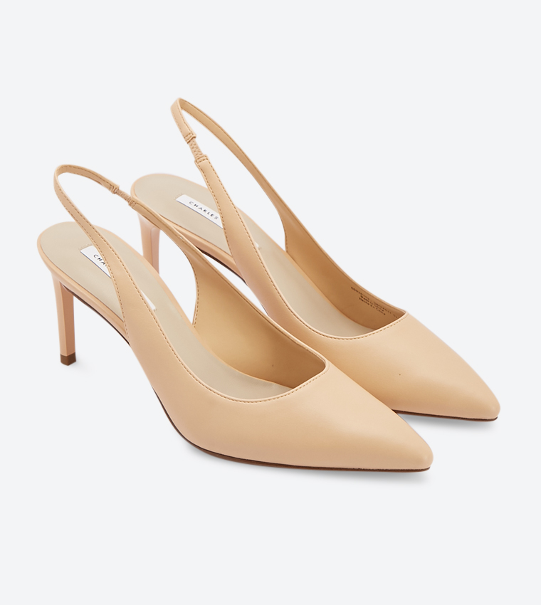 Buy Charles & Keith Pointed Toe Slingbacks Nude In Nude | 6thStreet UAE