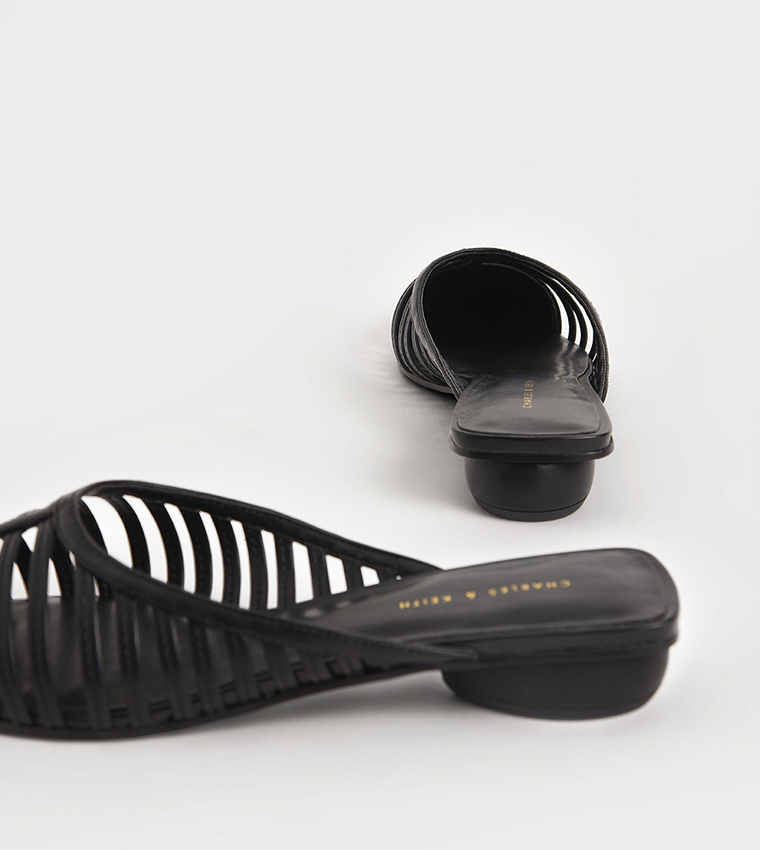 Buy Charles & Keith Caged Mules Black In Black | 6thStreet Qatar