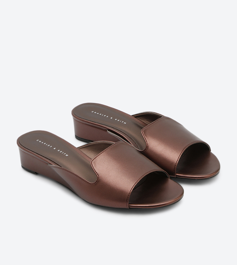 Buy Charles & Keith Low Wedge Mules Dark Brown CK1 80030328 In Dark ...