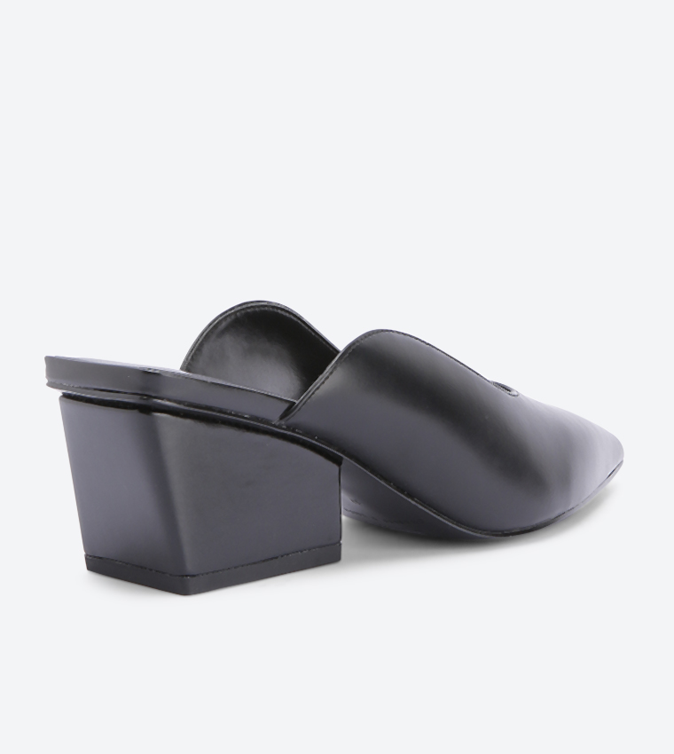 Buy Charles & Keith Pointed Toe Block Heel Open Back Mules Black In ...