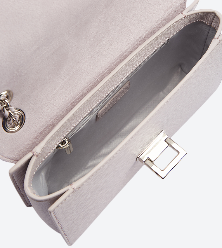 Buy Charles & Keith Front Flap Push Lock Closure Shoulder Bag Purple ...