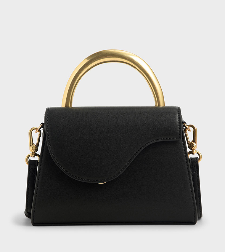 Buy Charles & Keith Angular Flap Bag Black In Black | 6thStreet Qatar