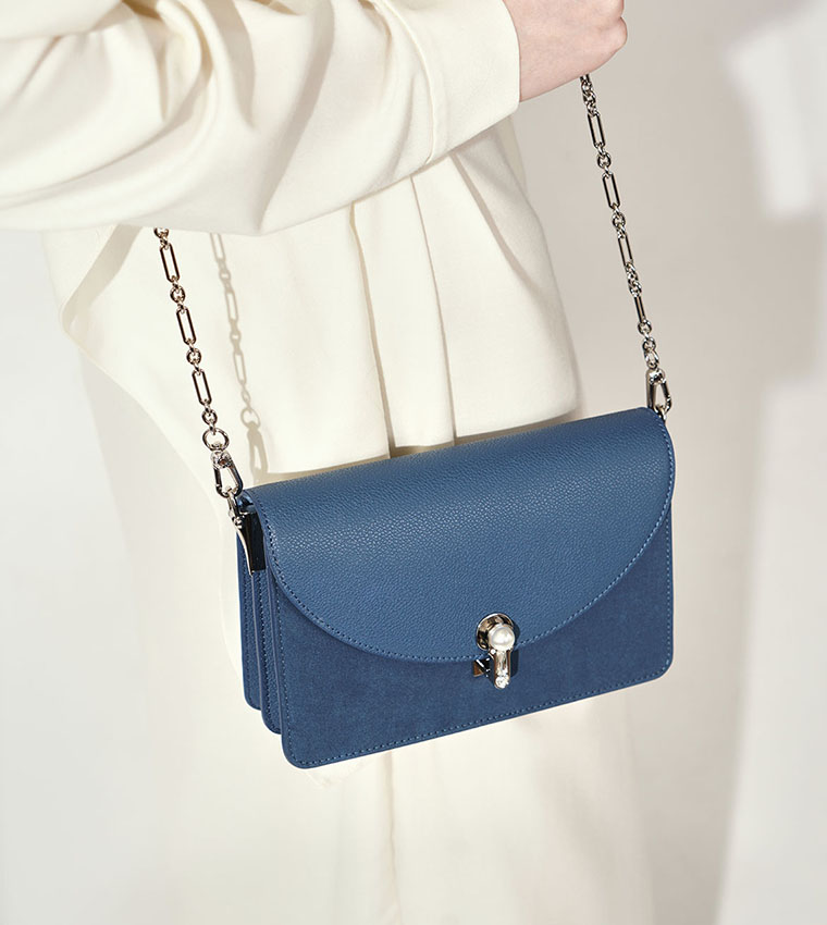 Buy Charles & Keith Textured Turn Lock Clutch Blue In Blue | 6thStreet ...