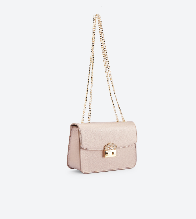 Buy Charles & Keith Front Flap Embellished Push Lock Closure Clutch ...