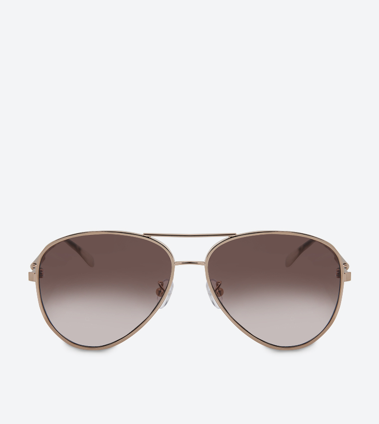 Buy Charles & Keith Wire Frame Aviators Sunglass Rose Gold In Rose Gold ...