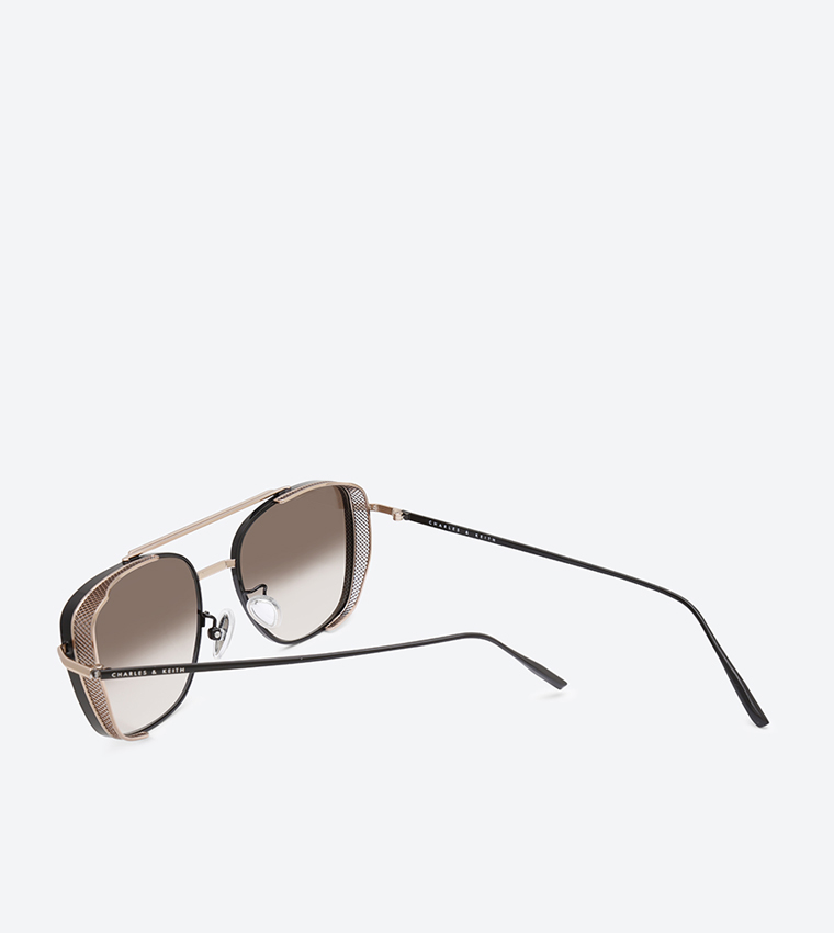 Buy Charles & Keith Angular Frame Aviator Sunglasses Black In Black ...