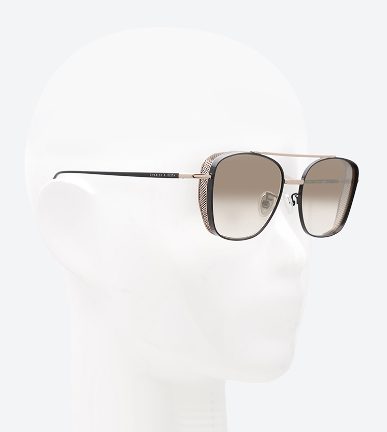 Buy Charles & Keith Angular Frame Aviator Sunglasses Black In Black ...