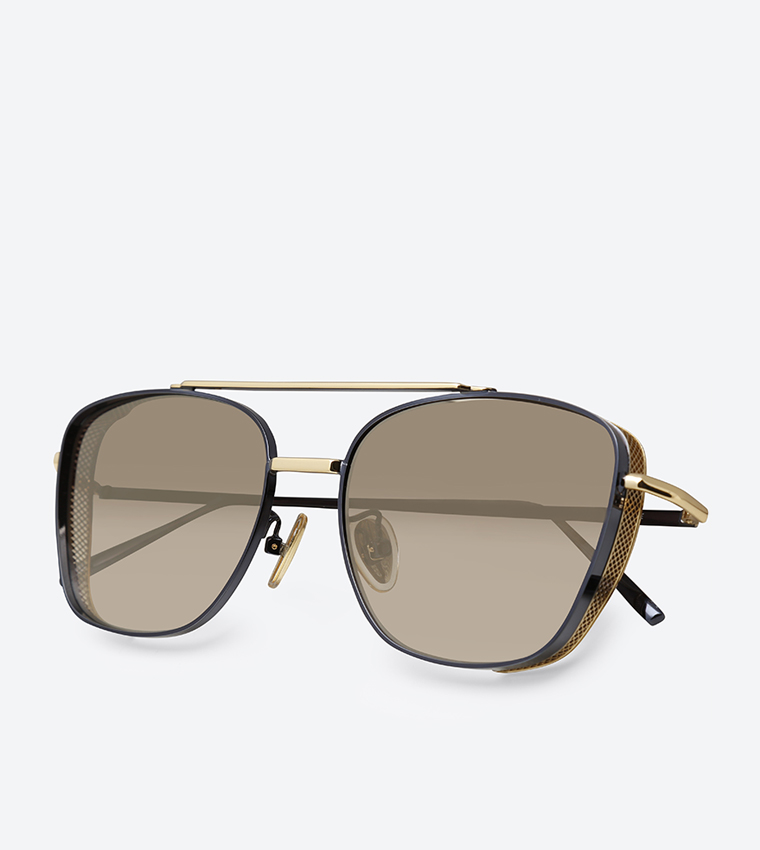 Buy Charles & Keith Angular Frame Aviator Sunglasses Navy In Navy ...