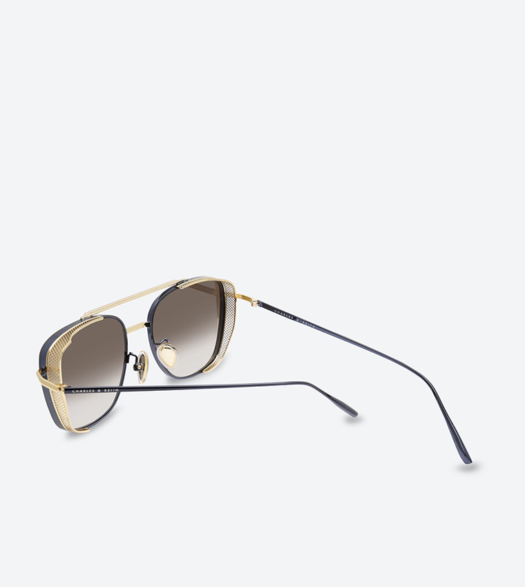 Buy Charles & Keith Angular Frame Aviator Sunglasses Navy In Navy ...