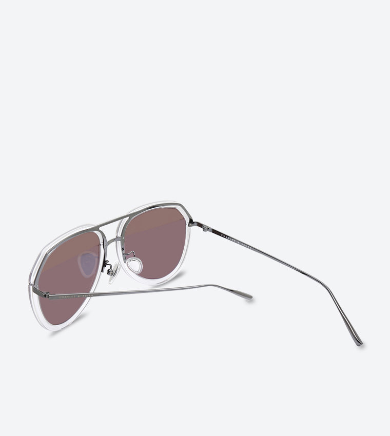 Buy Charles & Keith Double Wire Aviator Sunglasses Grey In Grey ...