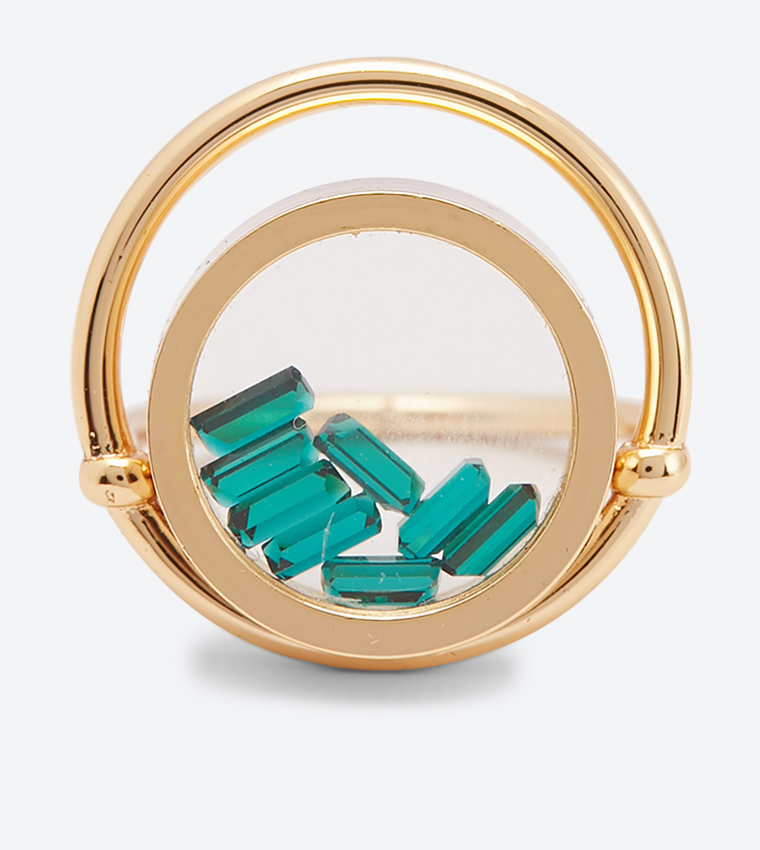 Buy Charles & Keith Swarovski Crystal Emerald Stone Floating Locket ...