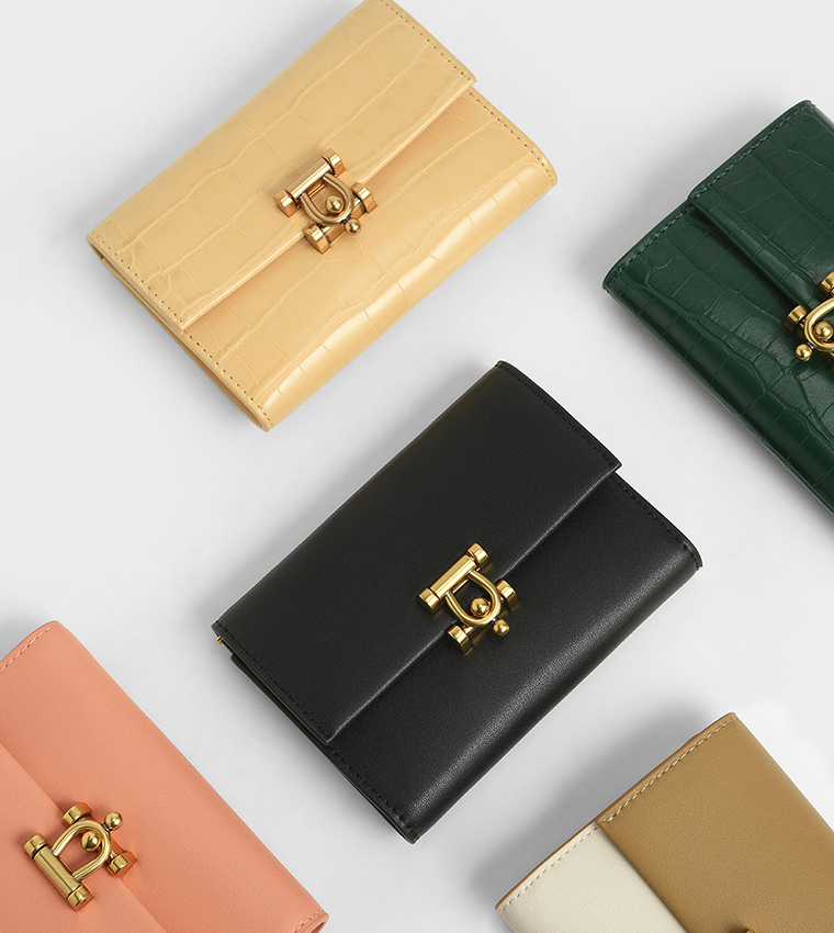 Buy Charles & Keith Metal Accent Mini Short Wallet Black In Black ...