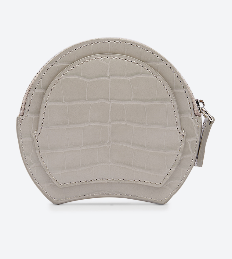 Buy Charles & Keith Semi Circle Croc Effect Mini Pouch Grey In Grey ...