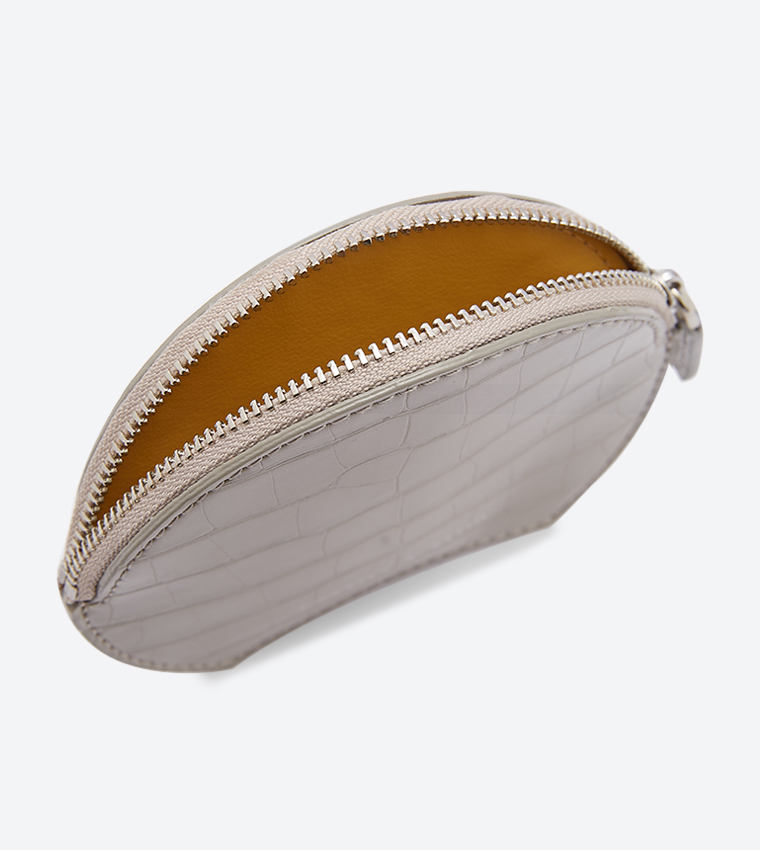 Buy Charles & Keith Semi Circle Croc Effect Mini Pouch Grey In Grey ...