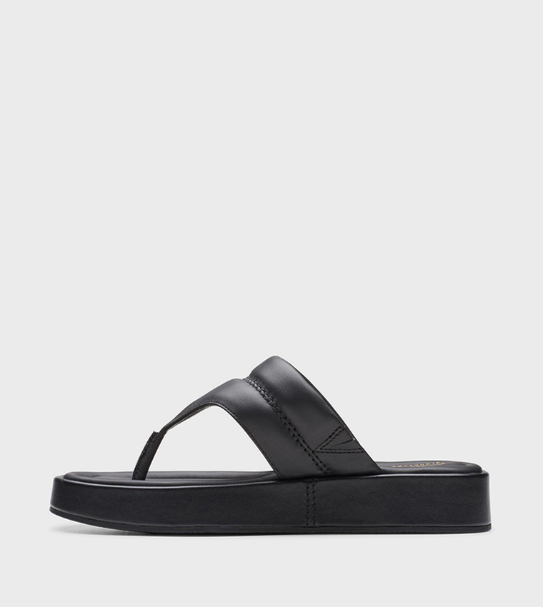 Buy Clarks ALDA WALK Thong Strap Flat Sandals In Black | 6thStreet ...