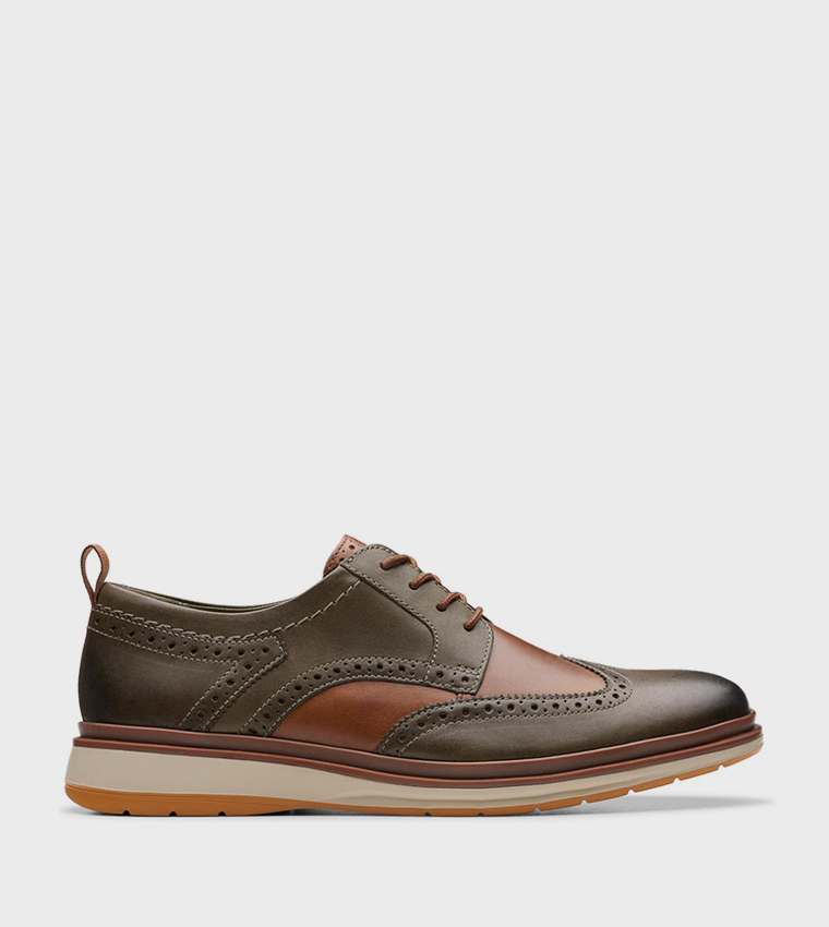 Buy Clarks Chantry Wing Brogues In Olive | 6thStreet Qatar