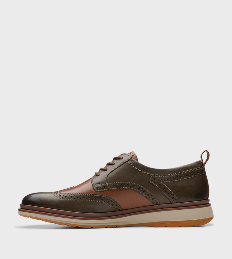 Buy Clarks Chantry Wing Brogues In Olive | 6thStreet Qatar