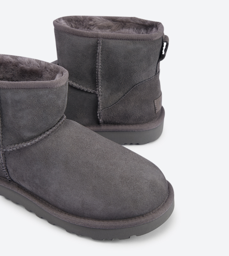 Buy Ugg Classic Mini II Round Toe Boots Grey CLASSIC MINI II In Grey ...