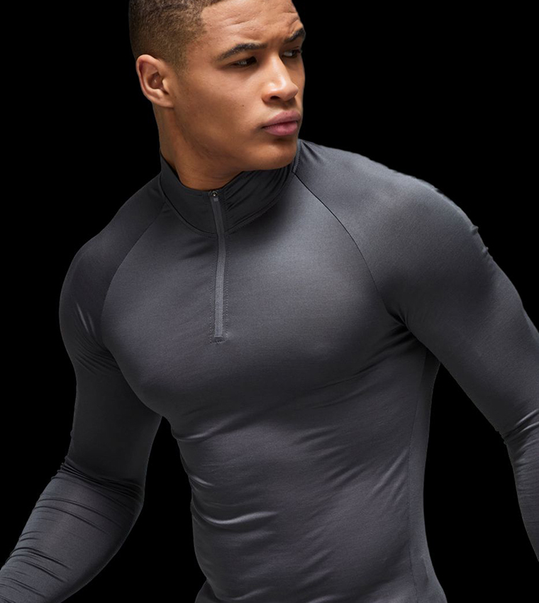 Buy BoohooMAN Lightweight Active Raglan Muscle Fit 1/4 Zip Active Top ...