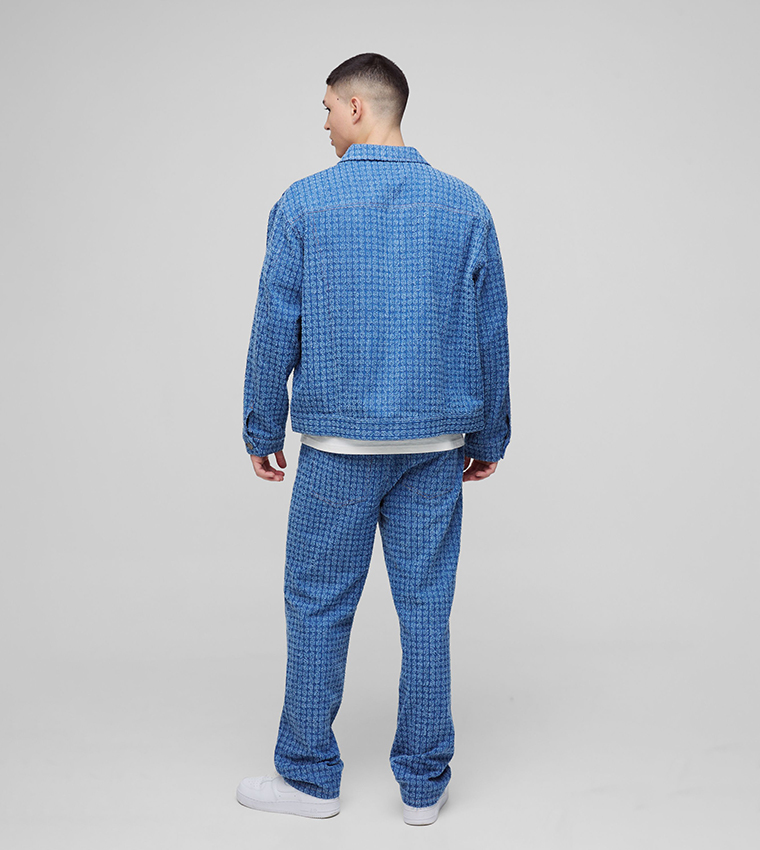 Buy BoohooMAN Regular Fit Textured Denim Jacket In Blue | 6thStreet UAE