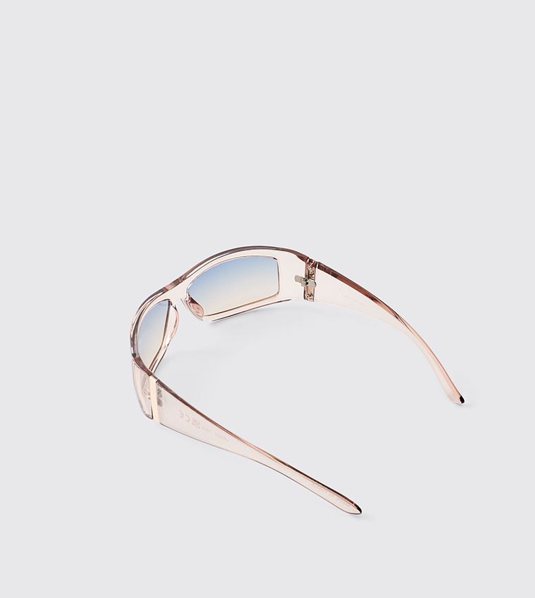 Buy BoohooMAN Clear Plastic Wide Rectangular Sunglasses In Transparent ...