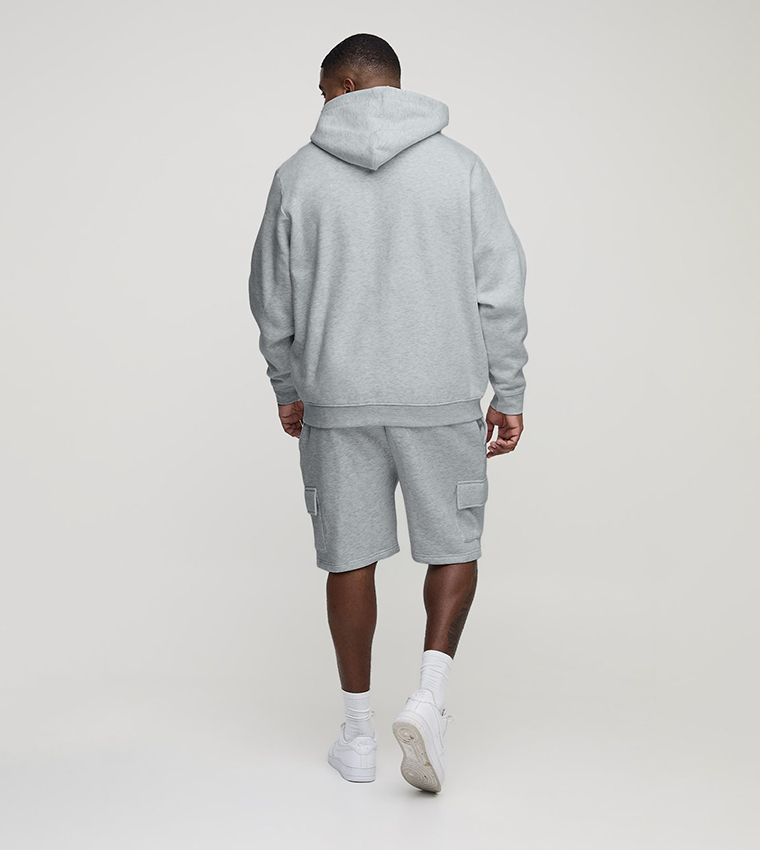 Buy BoohooMAN Plus & Tall Loose Fit Mid Length Cargo Shorts In Grey ...