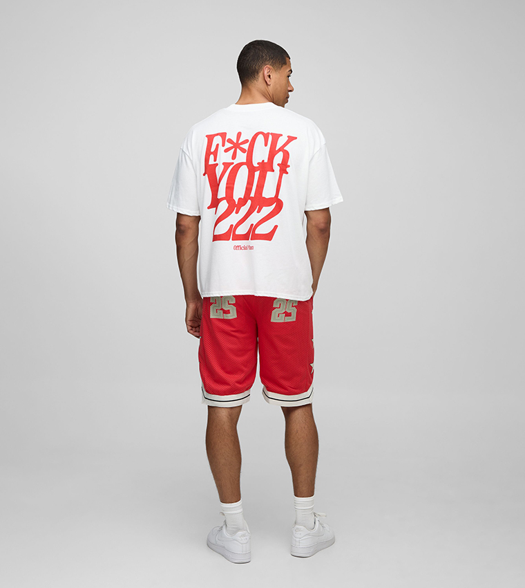Buy BoohooMAN Varsity Applique Mesh Basketball Shorts In Red ...