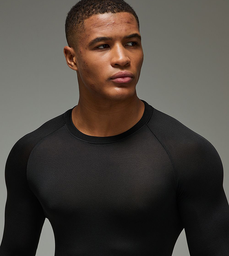 Buy BoohooMAN Lightweight Essentials Gym Raglan Muscle Fit Long Sleeves ...
