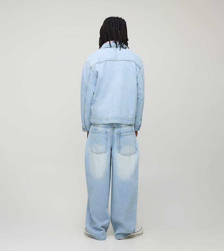 Buy BoohooMAN Washed Dart Super Baggy Fit Jeans In Blue | 6thStreet UAE