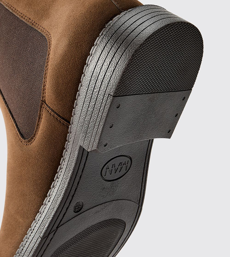 Buy BoohooMAN Faux Suede Stitch Detail Chelsea Boots In Brown ...