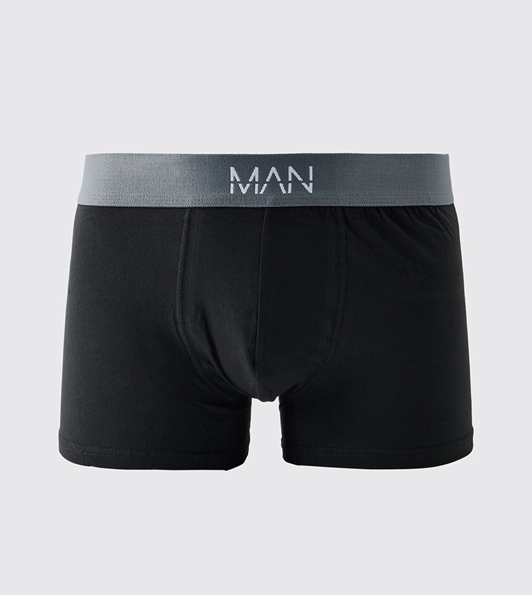 Buy BoohooMAN 3 Pack Logo Waistband Trunks In Multiple Colors ...