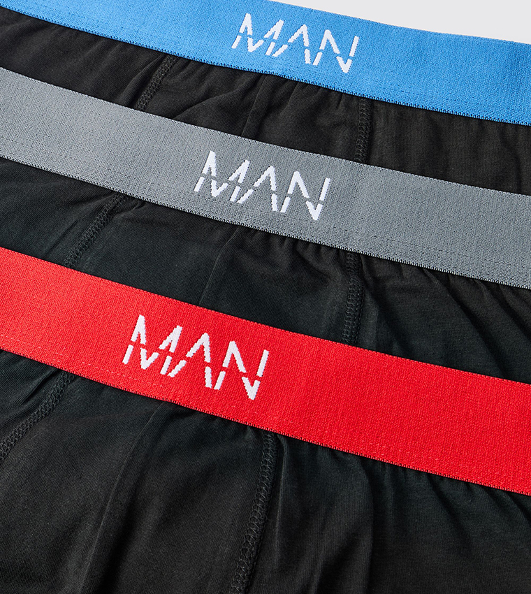 Buy BoohooMAN 3 Pack Logo Waistband Trunks In Multiple Colors ...