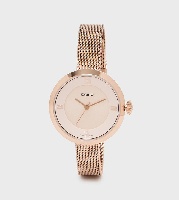 Buy Casio Rose Gold Dial Stainless Steel Strap Analog Watch In Rose ...