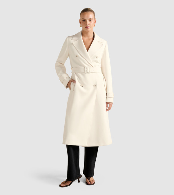 Buy Forever New LYDIA Crepe Trench Coat In Beige | 6thstreet Kuwait